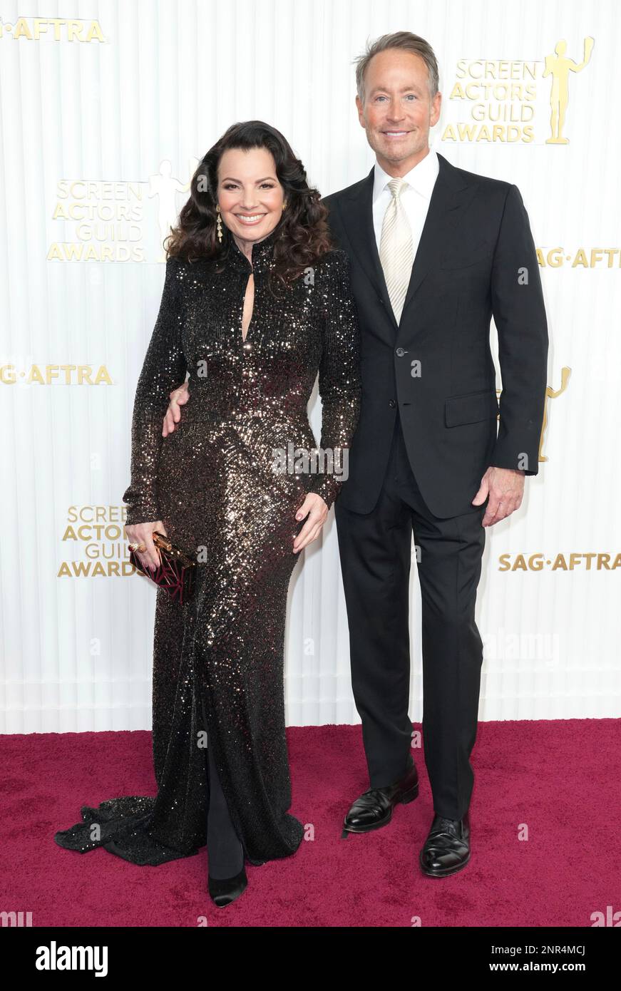 President of SAG-AFTRA Fran Drescher, left, and Peter Marc Jacobson ...
