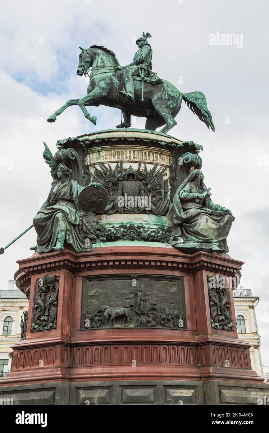 Tsar Nicholas I monument in St-Isaac's Square, Saint-Petersburg, Russia ...