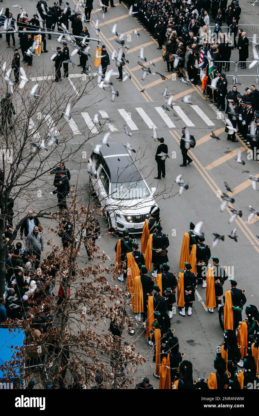 New York, United States. 09th Feb, 2023. A funeral procession ...