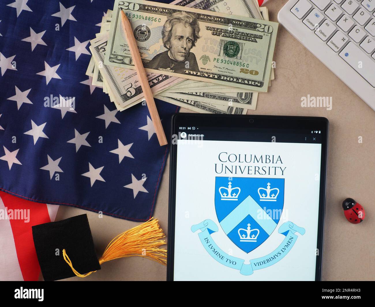 IIn this photo illustration, Columbia University logo seen displayed on ...