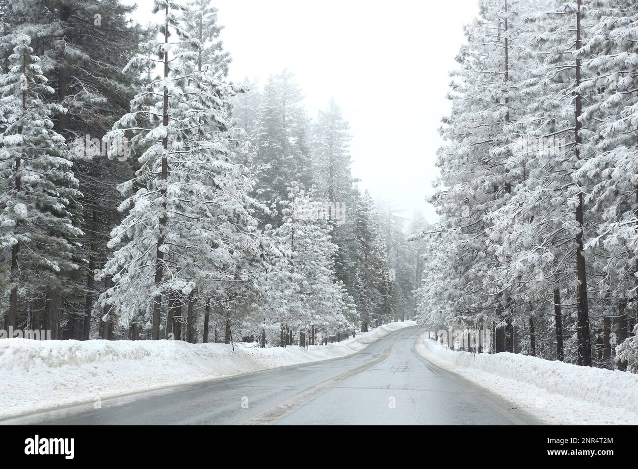 A snow-shrouded Highway 20 can be seen above 4,000 feet elevation in ...
