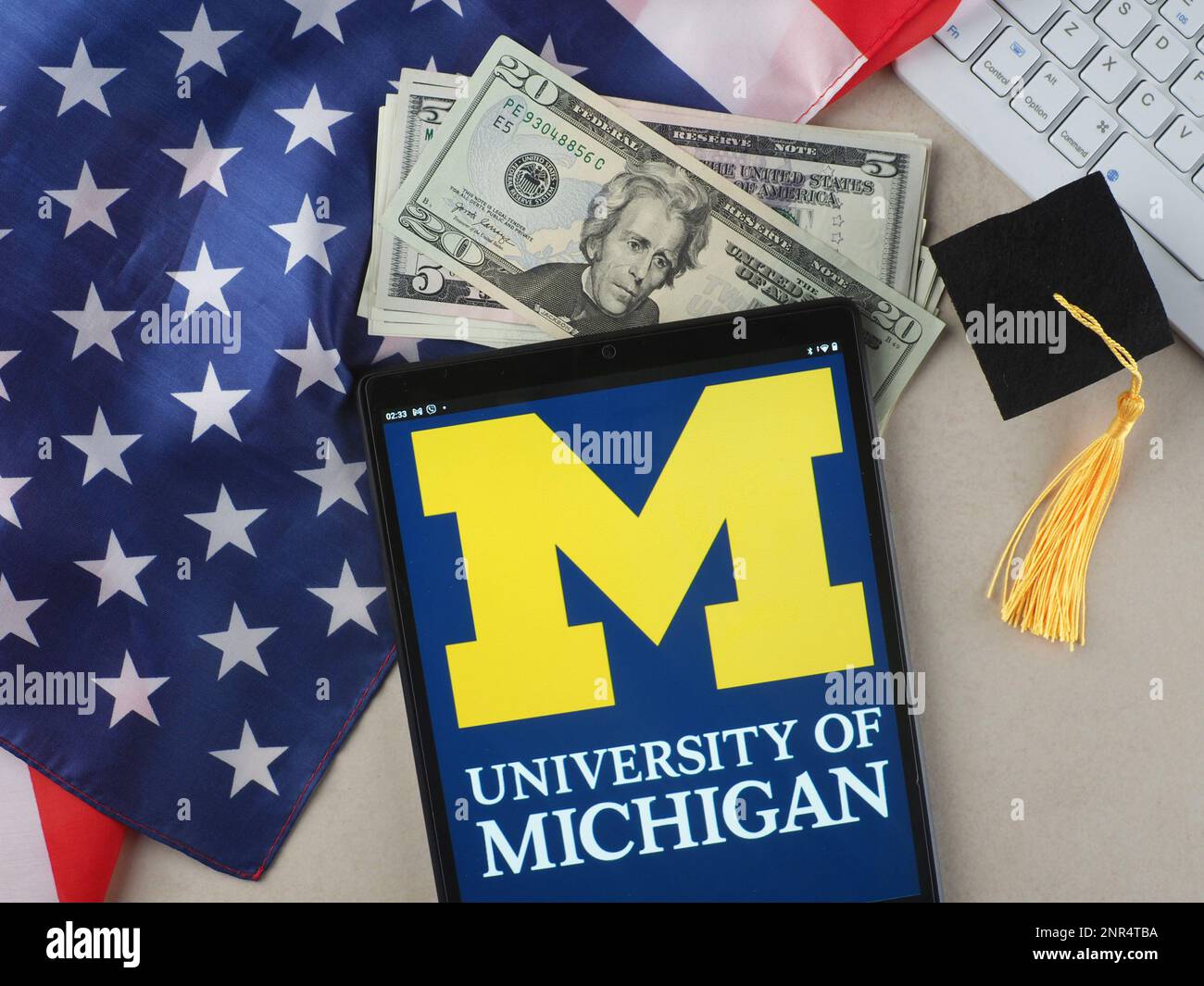 IIn this photo illustration, University of Michigan-Ann Arbor logo seen ...