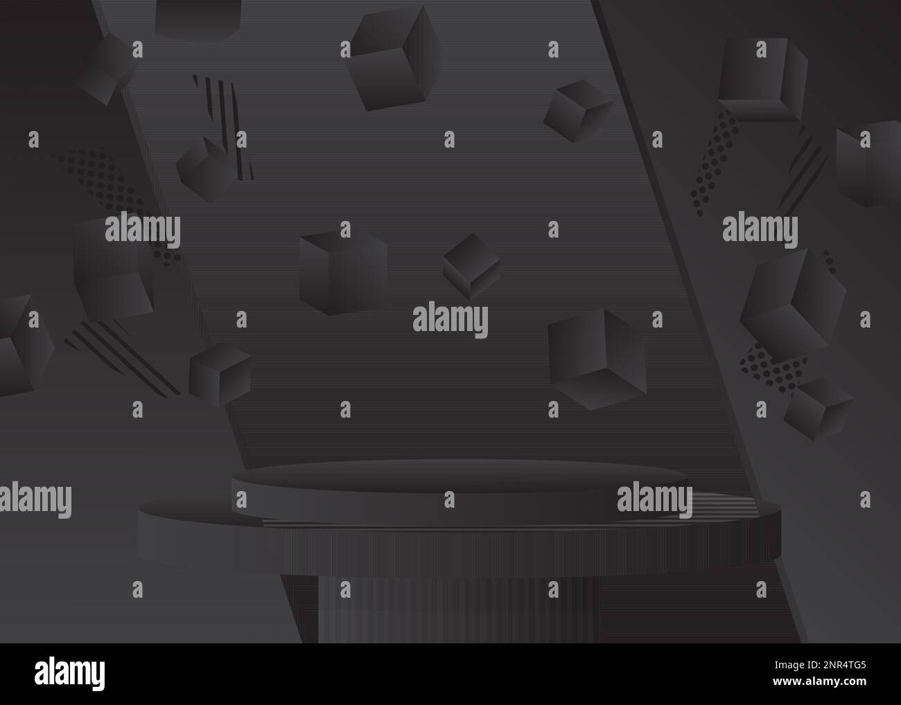 Black Sci-fi Mockup product display. Futuristic Gray vector 3D room ...