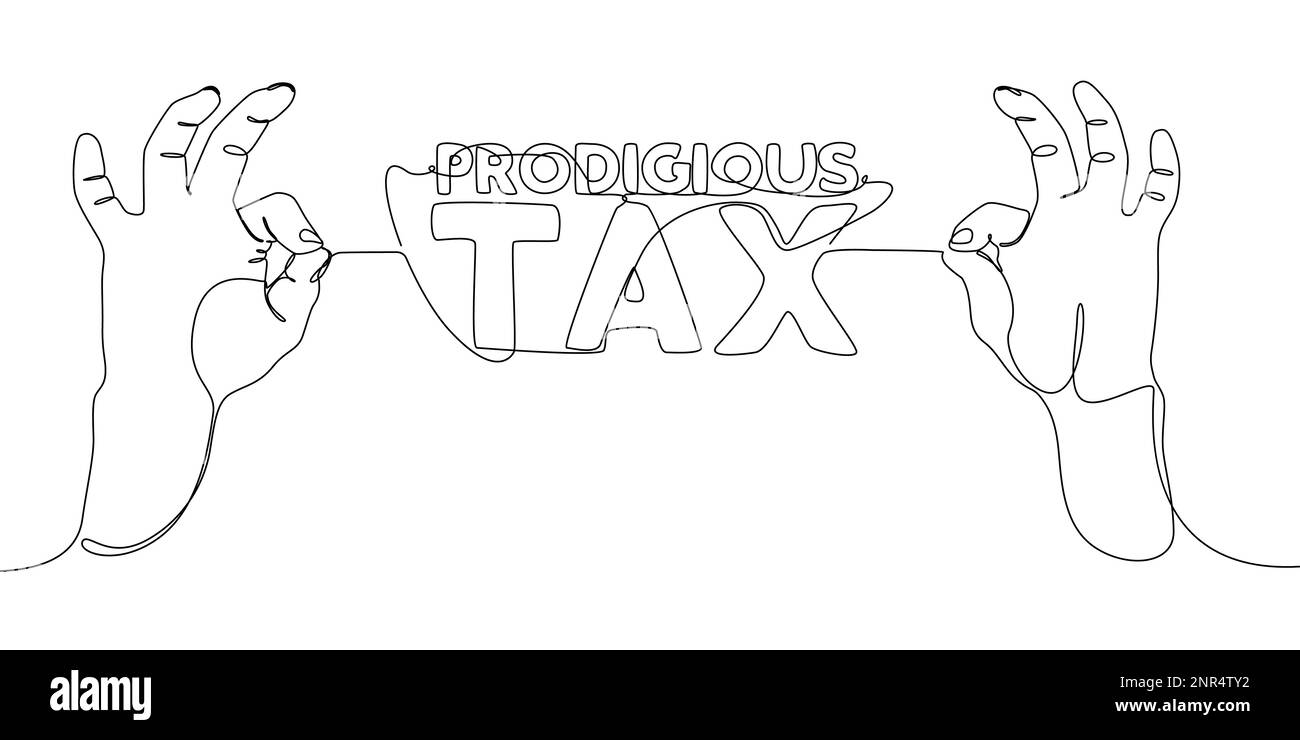 One continuous line of hand with Prodigious Tax word. Thin Line ...
