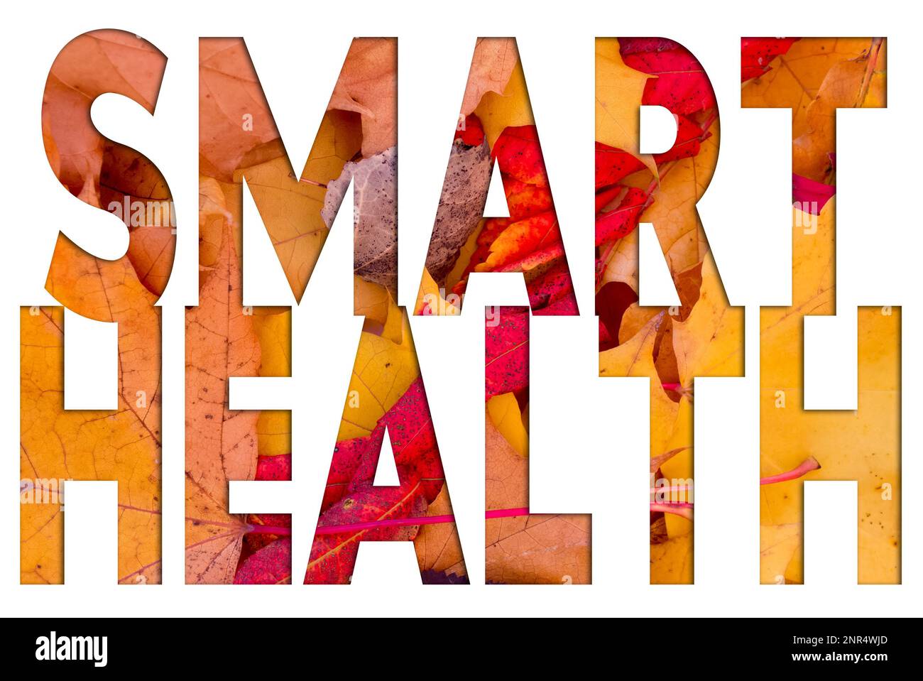 Autumn leaves, objects with Smart Health text. Natural patterns, color ...