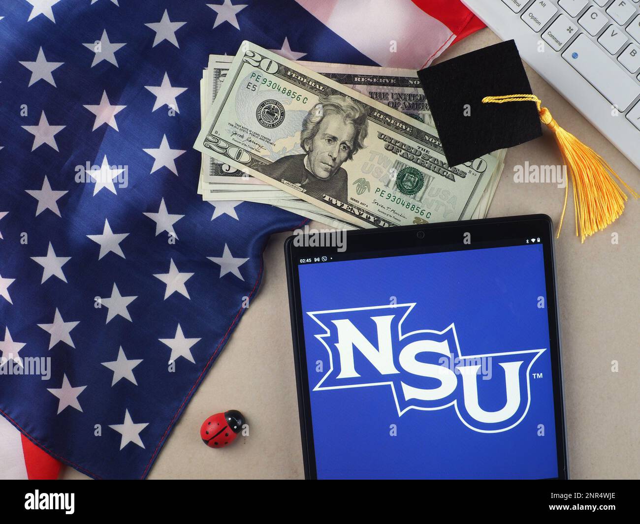 IIn this photo illustration, Northwestern University logo seen ...