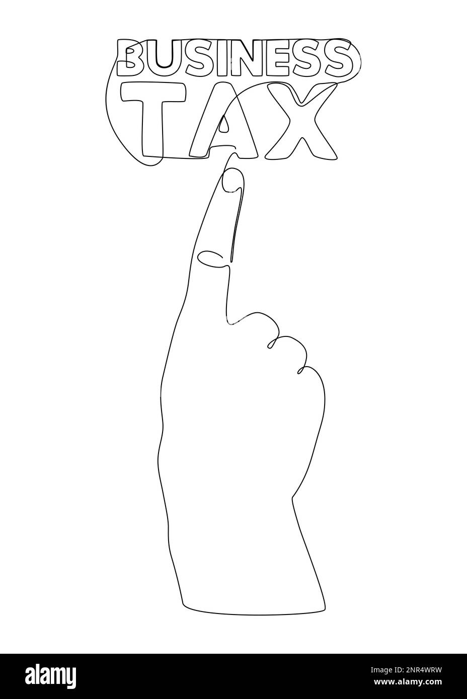 One Continuous Line Of Hand With Business Tax Word Thin Line Illustration Vector Concept