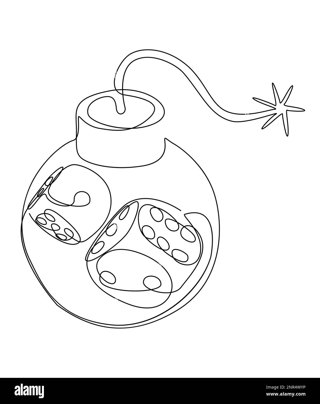 One continuous line of Bomb and dice. Thin Line Illustration vector ...