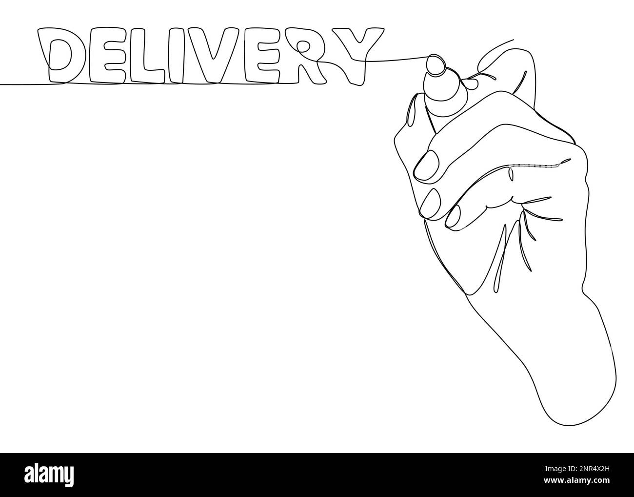 One Continuous Line Of Delivery Text Written With A Pencil Felt Tip