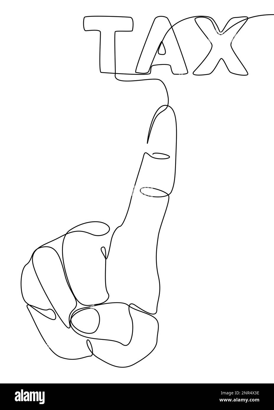One Continuous Line Of Hand With Tax Word Thin Line Illustration Vector Concept Contour
