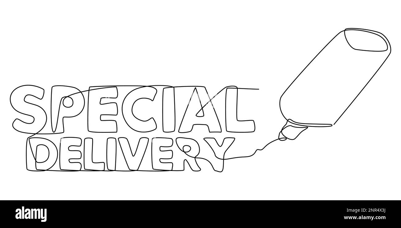 One continuous line of Special Delivery text written with a pencil ...