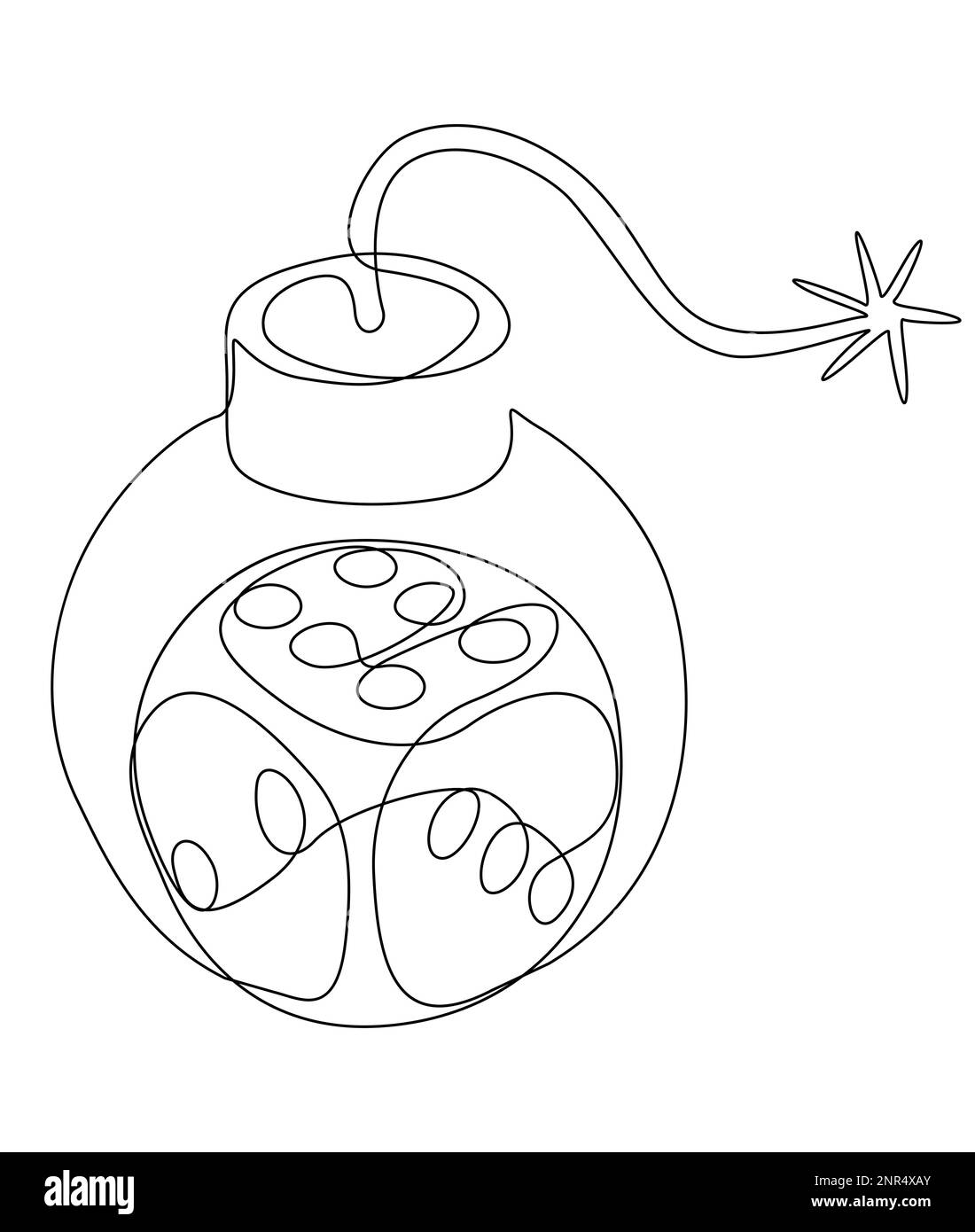 One continuous line of Bomb and dice. Thin Line Illustration vector ...