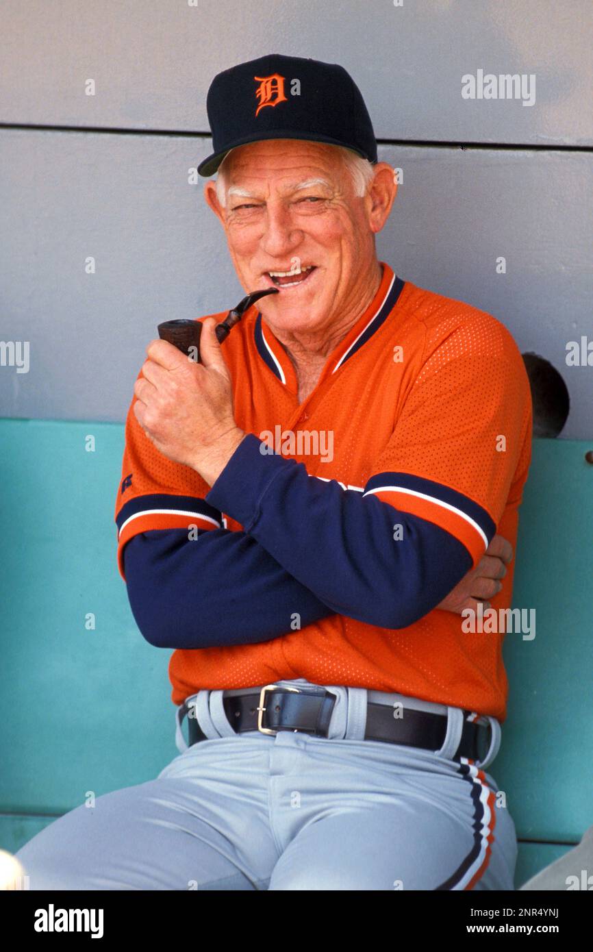 circa 1984: Detroit Tigers Manager Sparky Anderson poses with his pipe ...