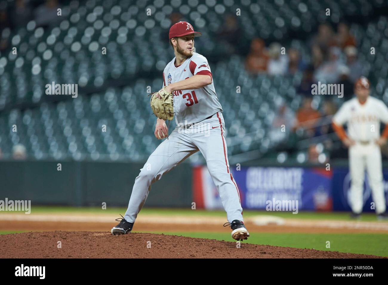 Arkansas Razorbacks relief pitcher Caleb Bolden (31) in action against ...
