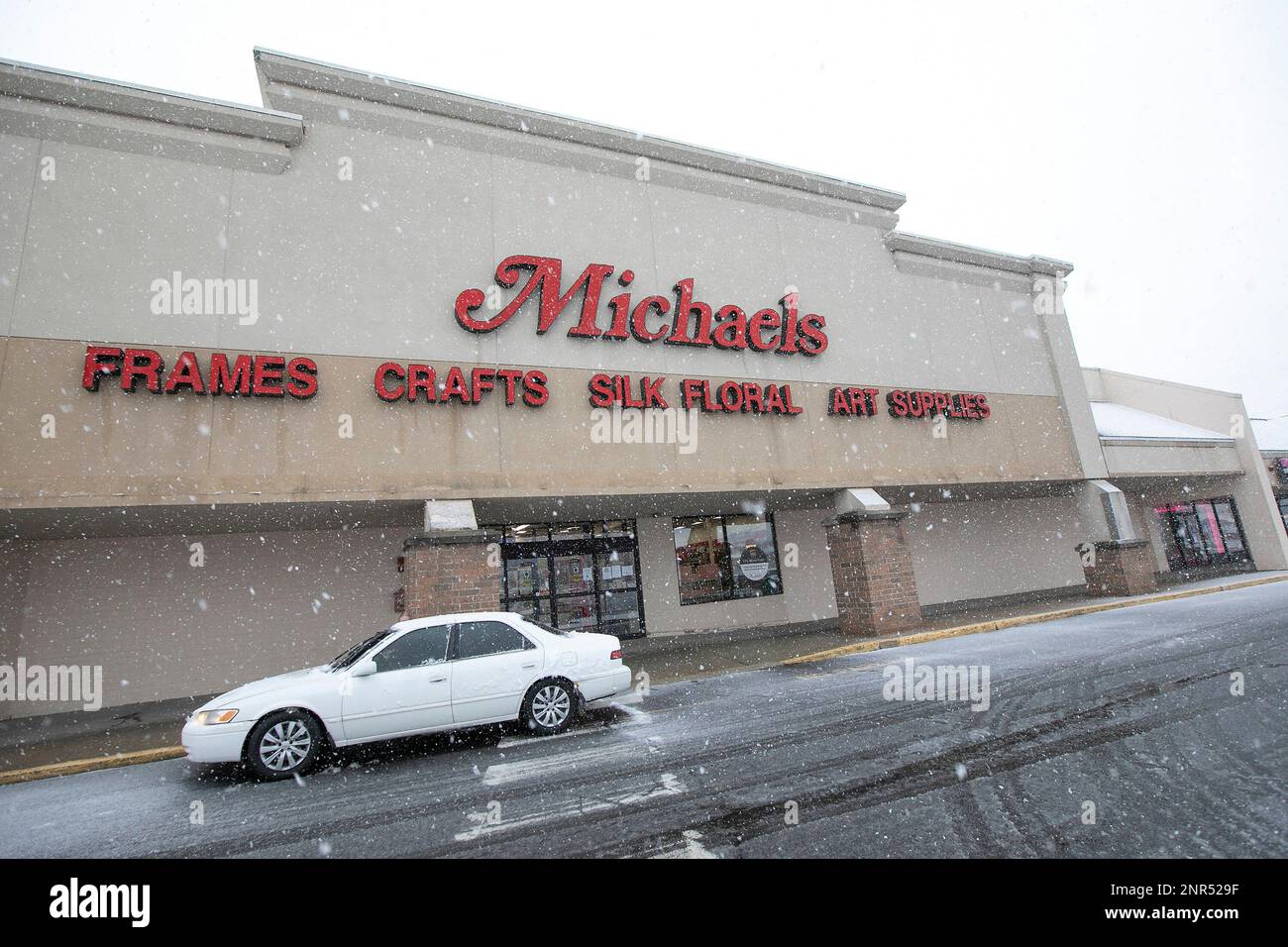 In this Monday, March 23, 2020, photo, Michaels remains open during the ...