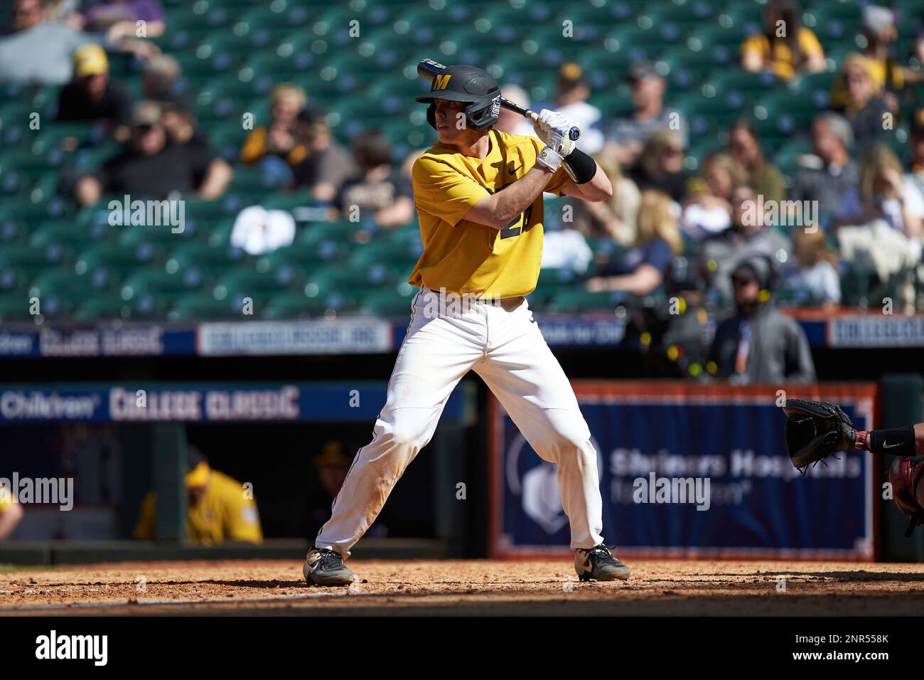 Chad McDaniel (20) of the Missouri Tigers at bat against the Oklahoma ...