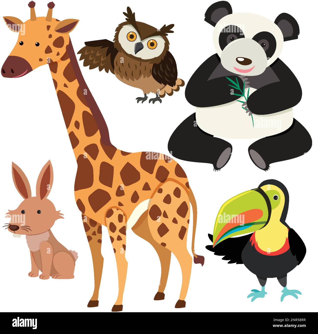 Set of animals cartoon simple style illustration Stock Vector Image ...