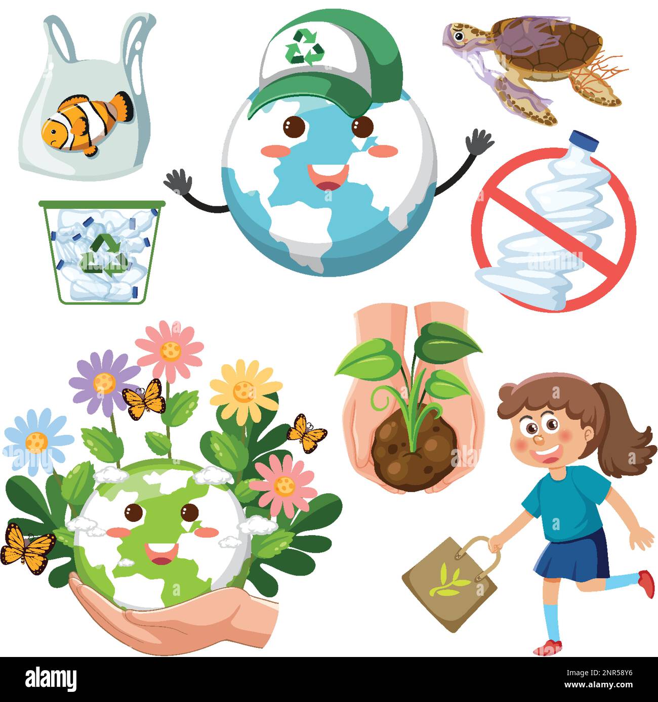 Save the earth graphics and icons collection illustration Stock Vector ...