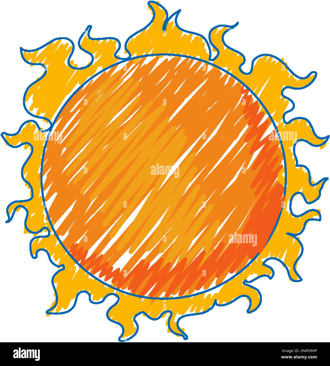 Sun pencil colour child scribble style illustration Stock Vector Image ...