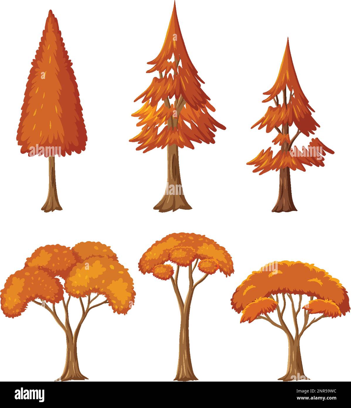 Set of autumn tree cartoon illustration Stock Vector Image & Art - Alamy