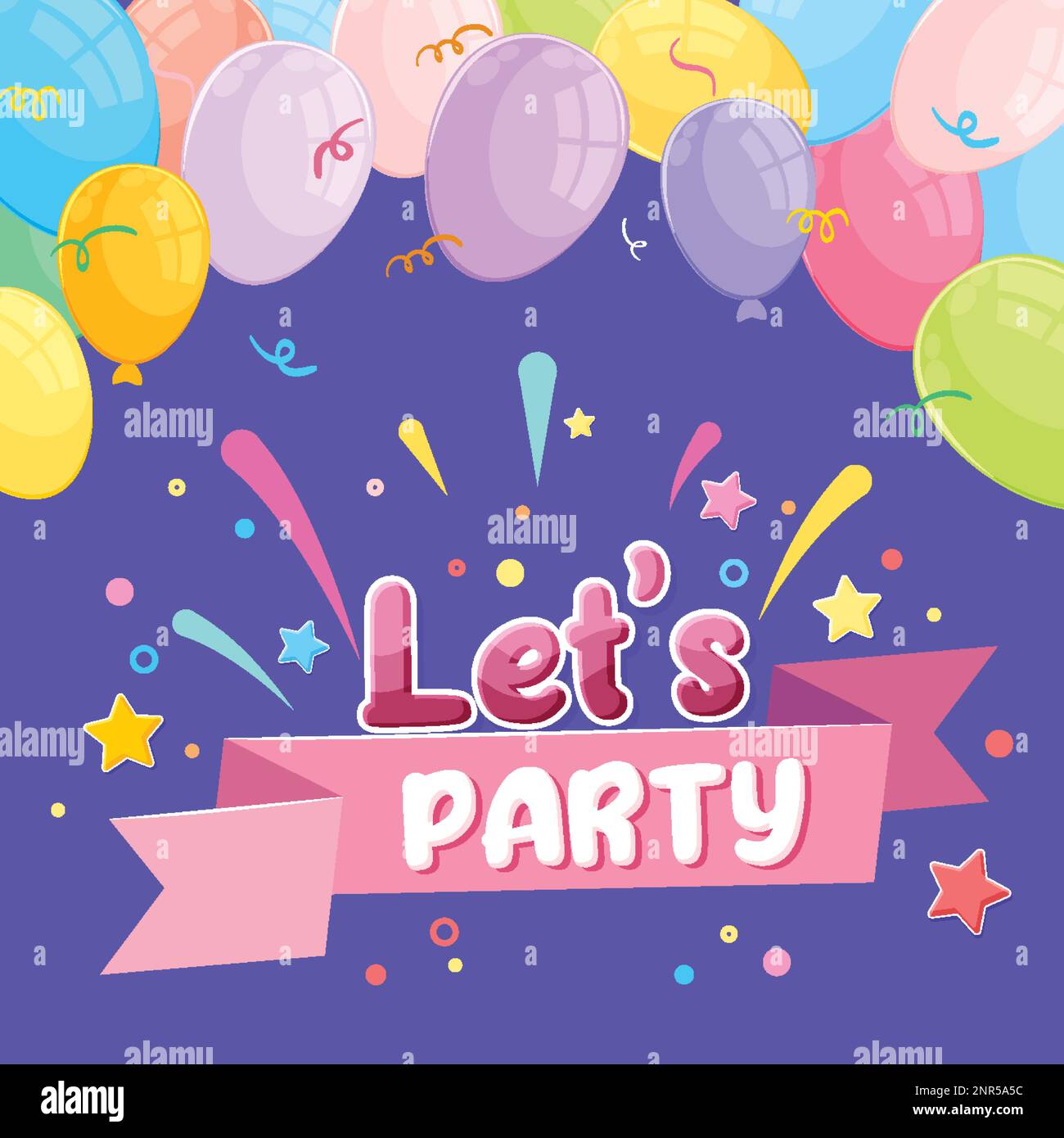 Lets party message for banner or poster design illustration Stock ...