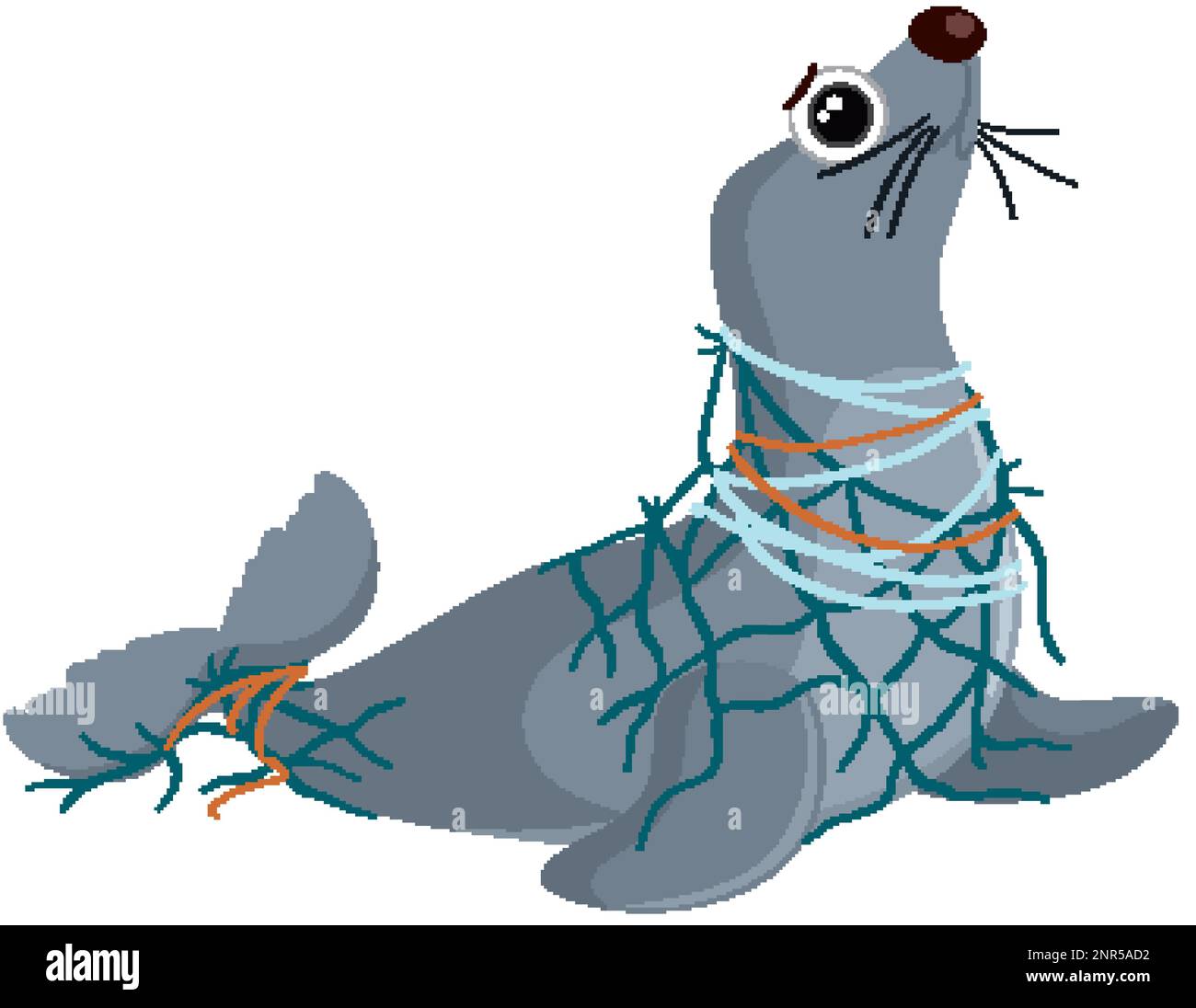 Plastic pollution on marine life concept illustration Stock Vector ...