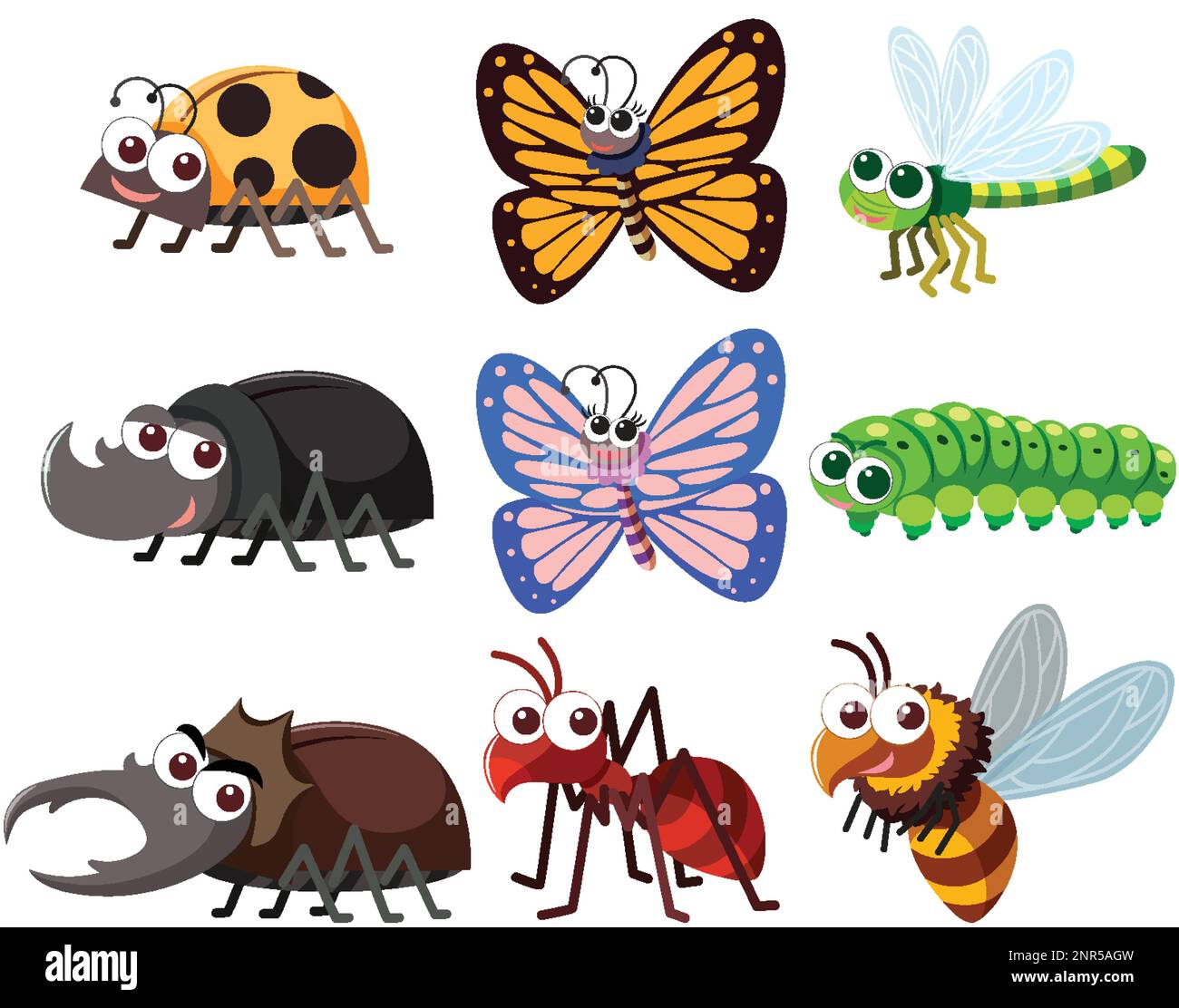 Set of insect cartoon simple style illustration Stock Vector Image ...