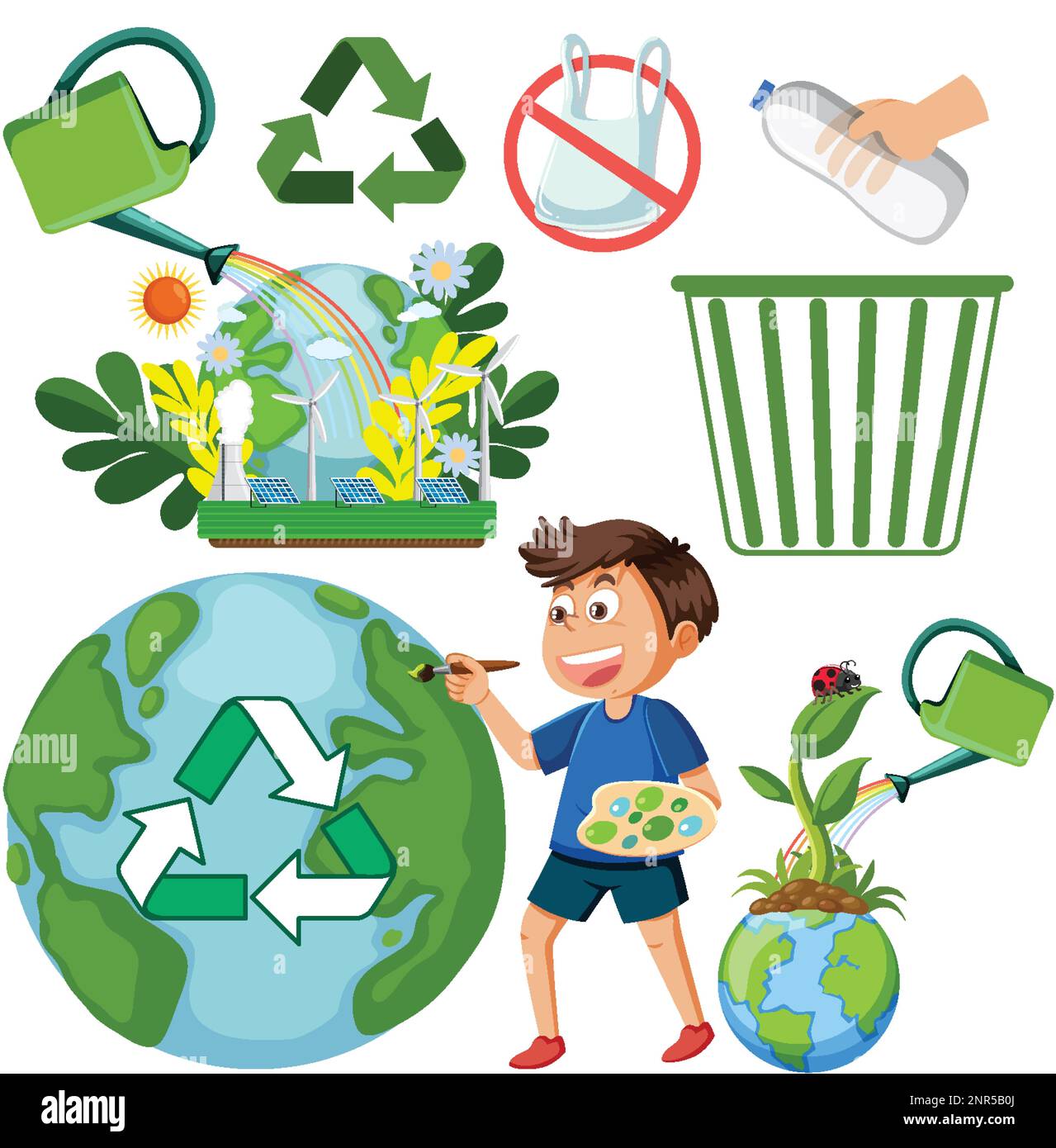 Save the earth graphics and icons collection illustration Stock Vector ...