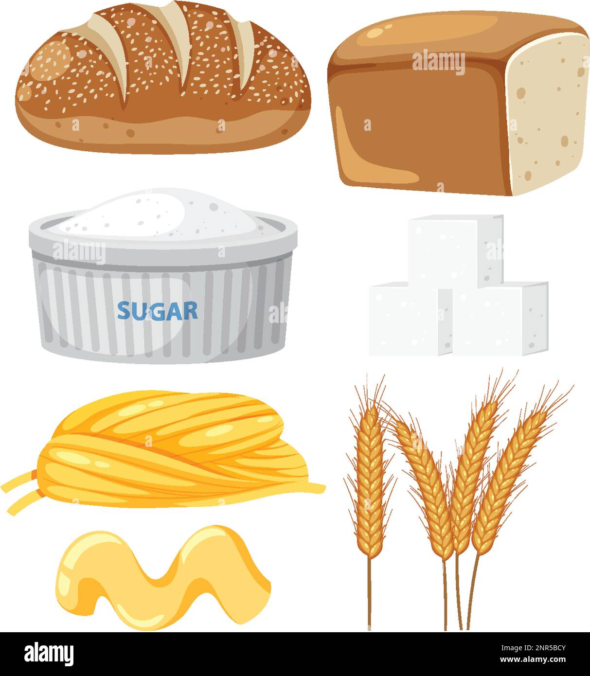 Carbohydrates food group on white background illustration Stock Vector ...