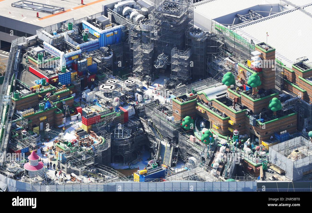 An aerial photo shows SUPER NINTENDO WORLD which will open this summer ...
