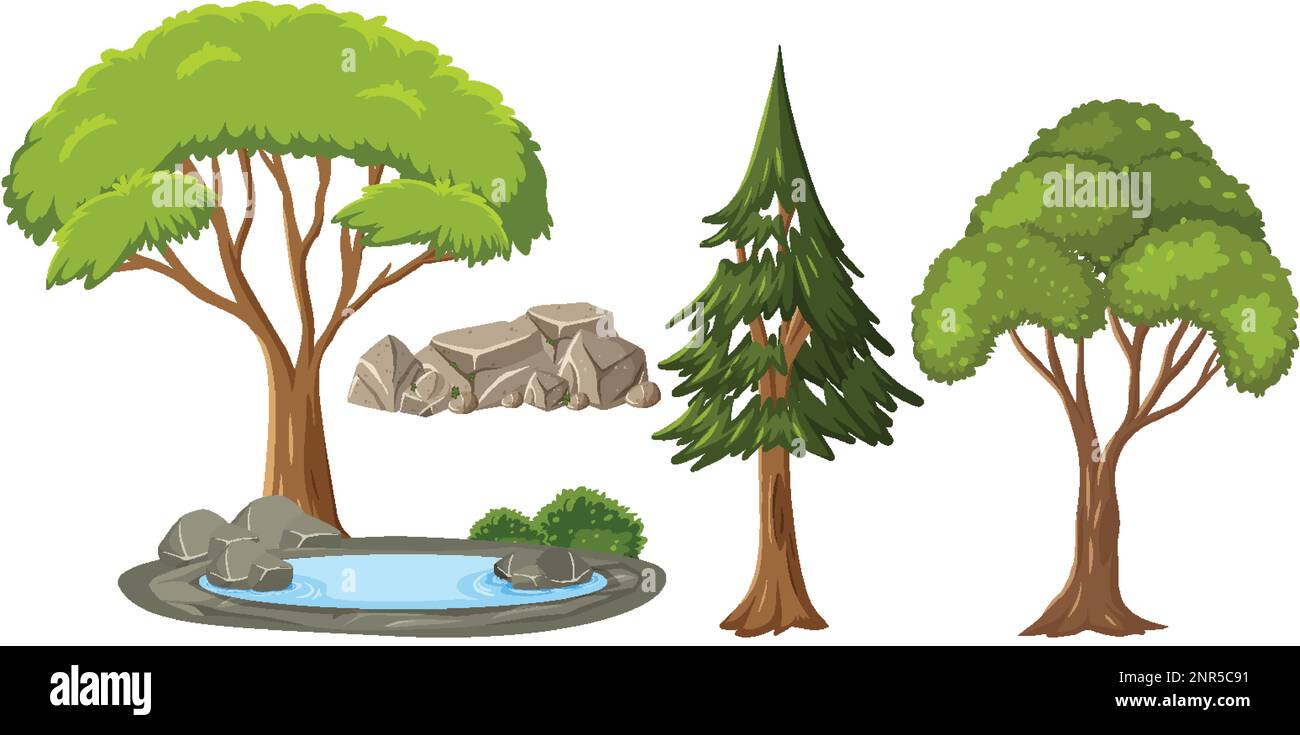 Set of tree in cartoon style illustration Stock Vector Image & Art - Alamy