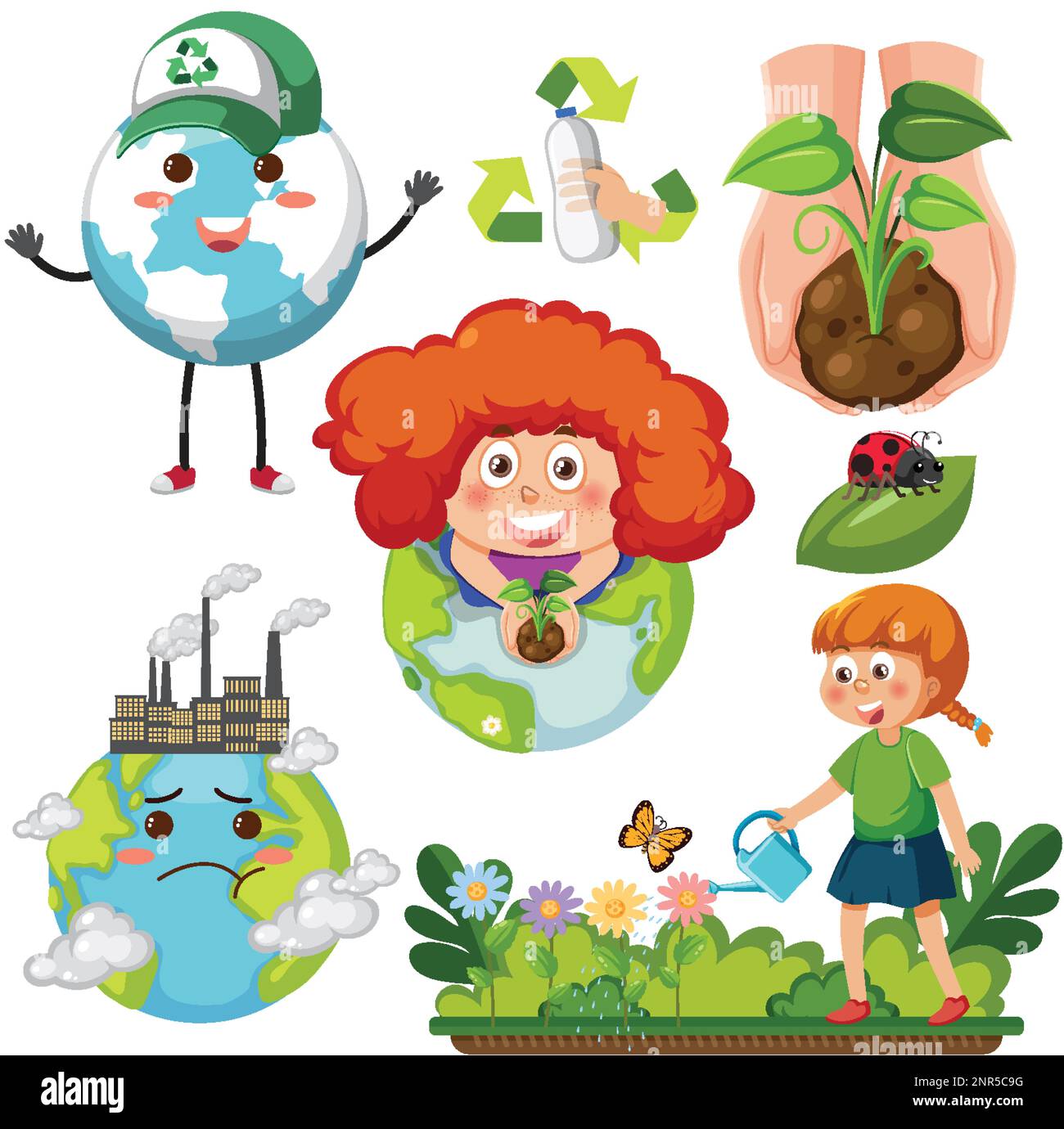 Save the earth graphics and icons collection illustration Stock Vector ...