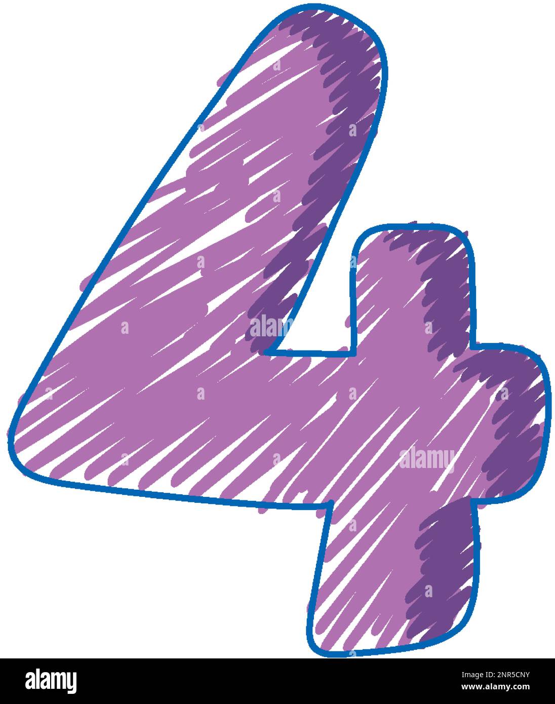 Number four in pencil colour sketch simple style illustration Stock ...