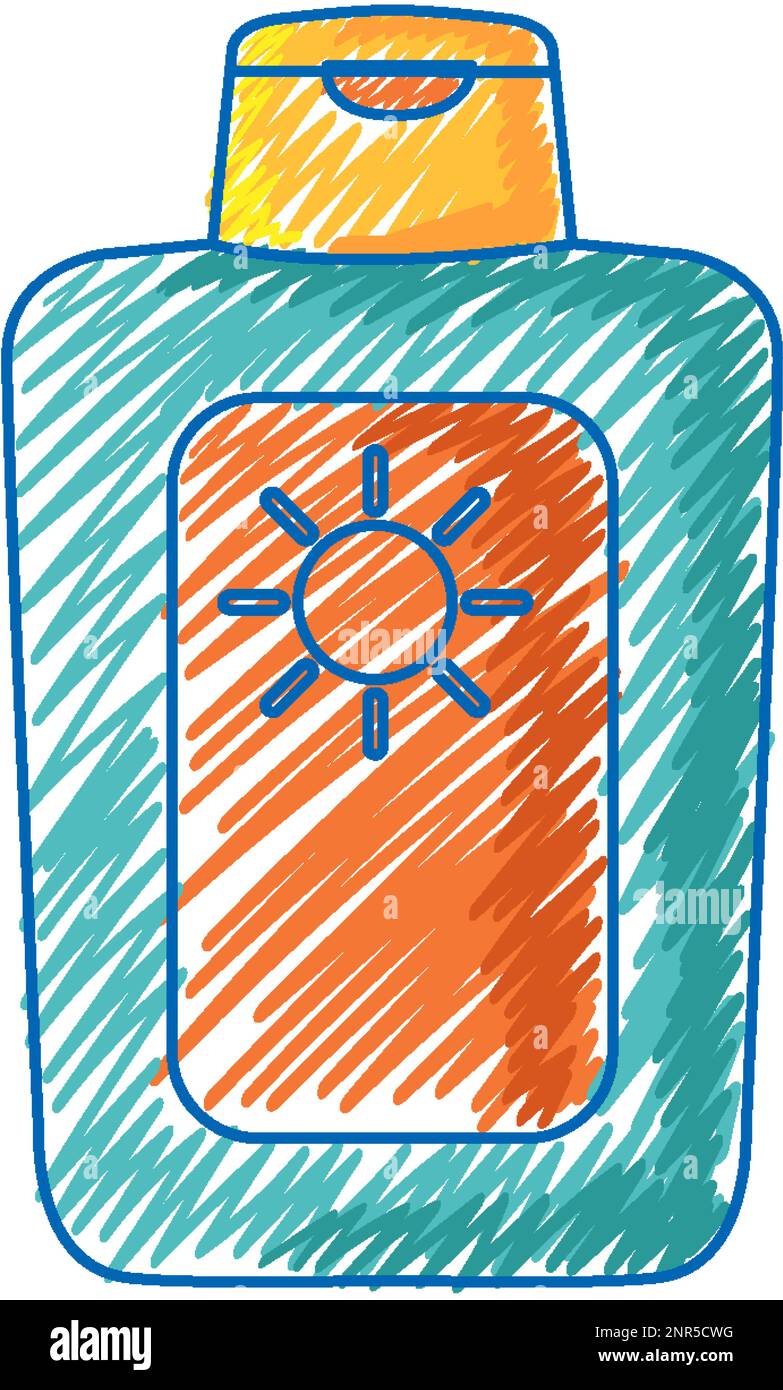 Sunscreen in pencil colour sketch simple style illustration Stock ...