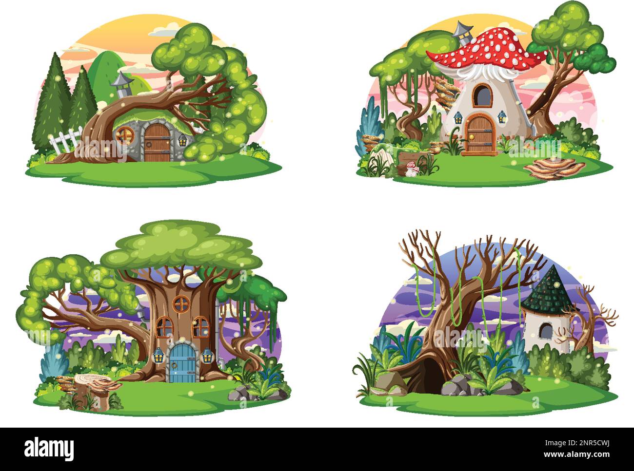 Set of fairy tale house isolated illustration Stock Vector Image & Art ...