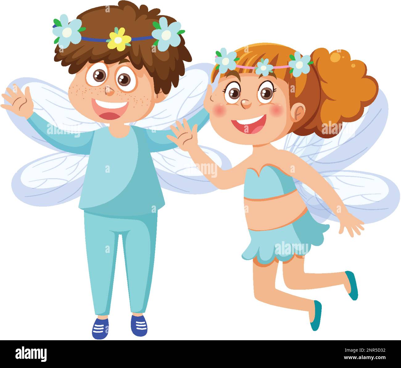 Couple fairy kids cartoon character illustration Stock Vector Image ...