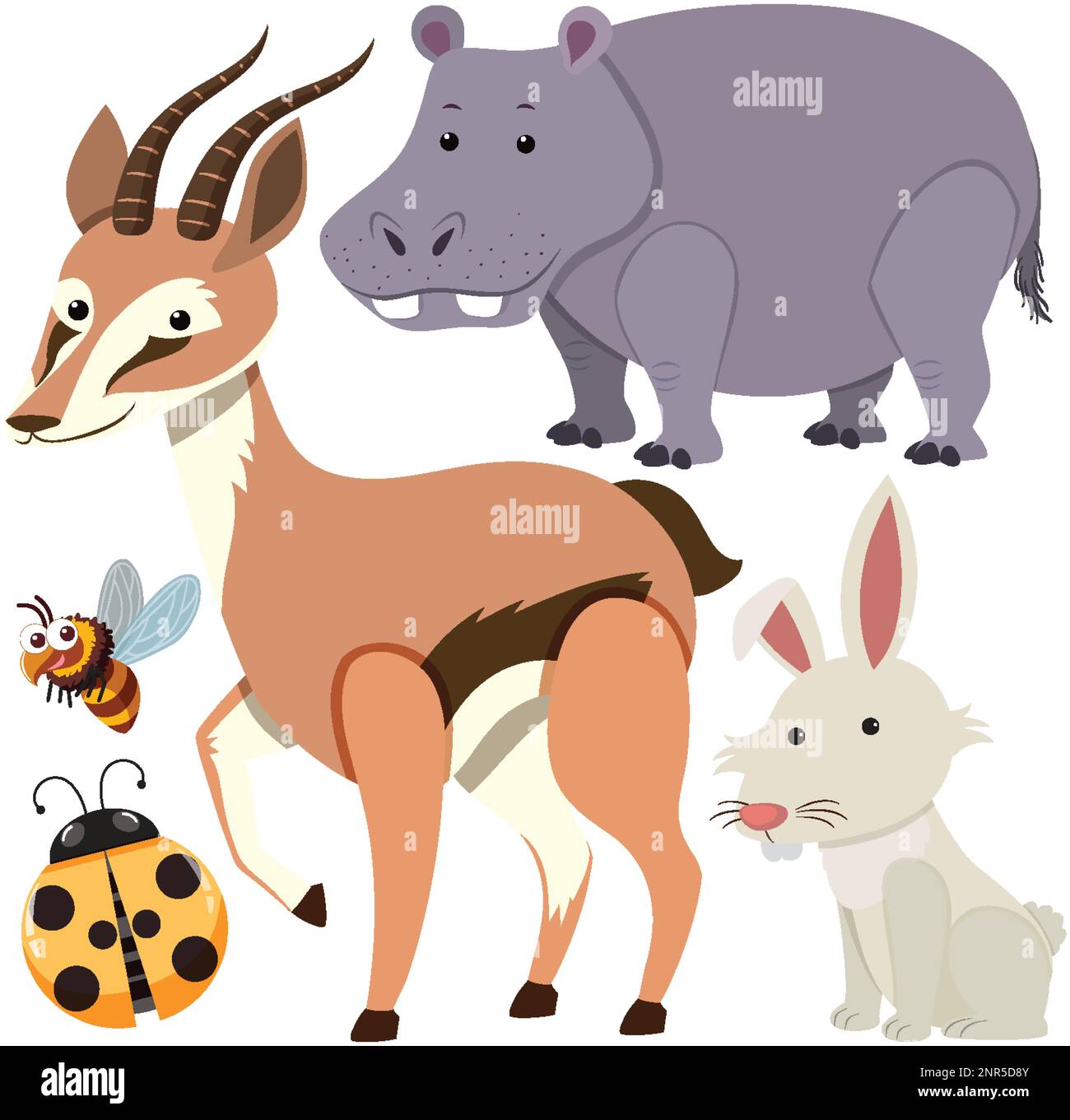 Set of animals cartoon simple style illustration Stock Vector Image ...