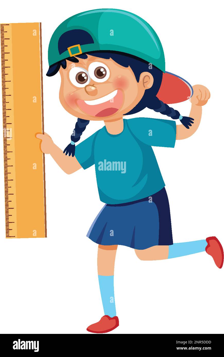 Girl cartoon character holding ruler illustration Stock Vector Image ...