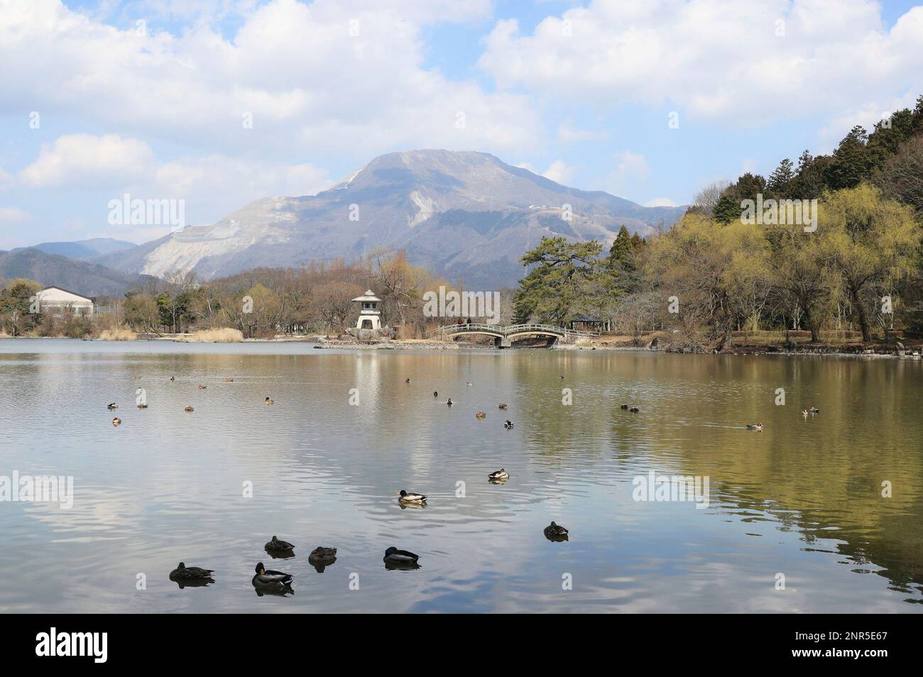 Mount Ibuki, Ibuki-san reflects its image on Mishima Ike Pond in ...