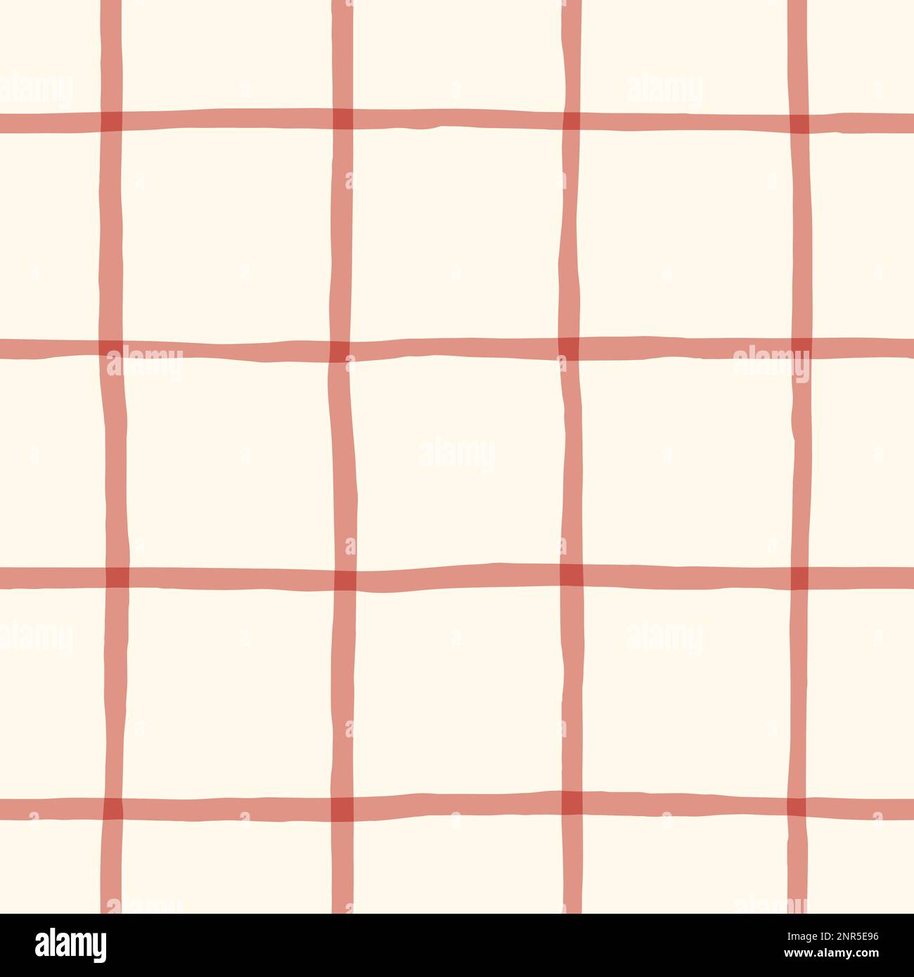 Red Watercolor Hand-Drawn Cottagecore Windowpane Plaid Vector Seamless ...