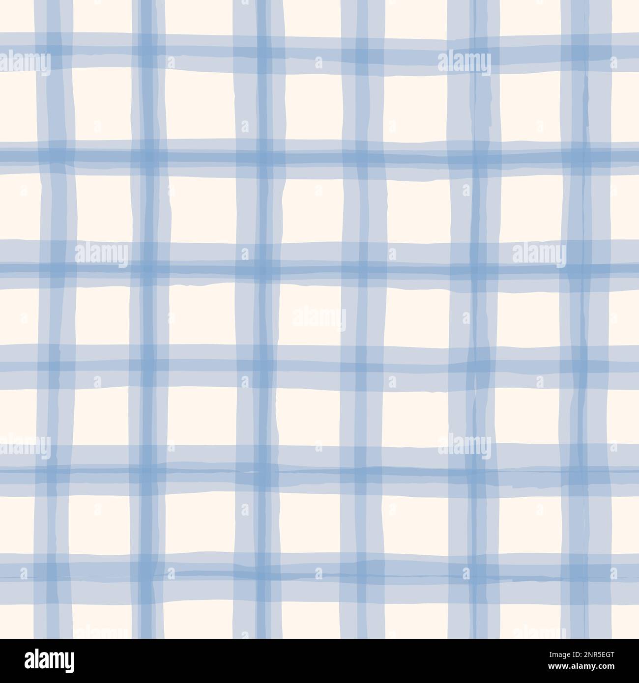 Cornflower Blue Watercolor Hand-Drawn Cottagecore Gingham Vector ...