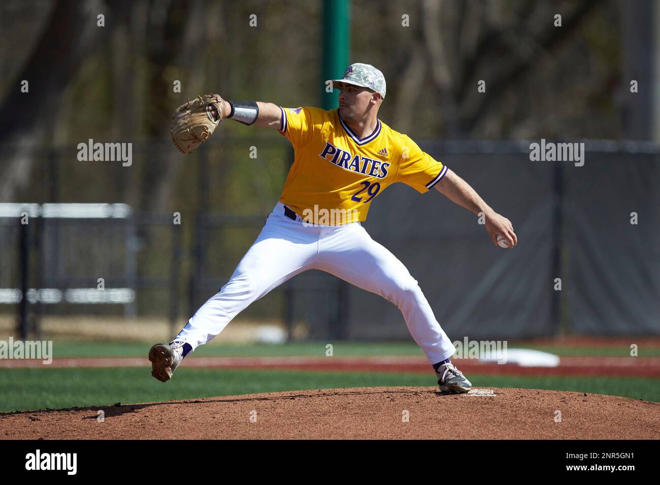 East Carolina Pirates starting pitcher Jake Kuchmaner (29) in action ...