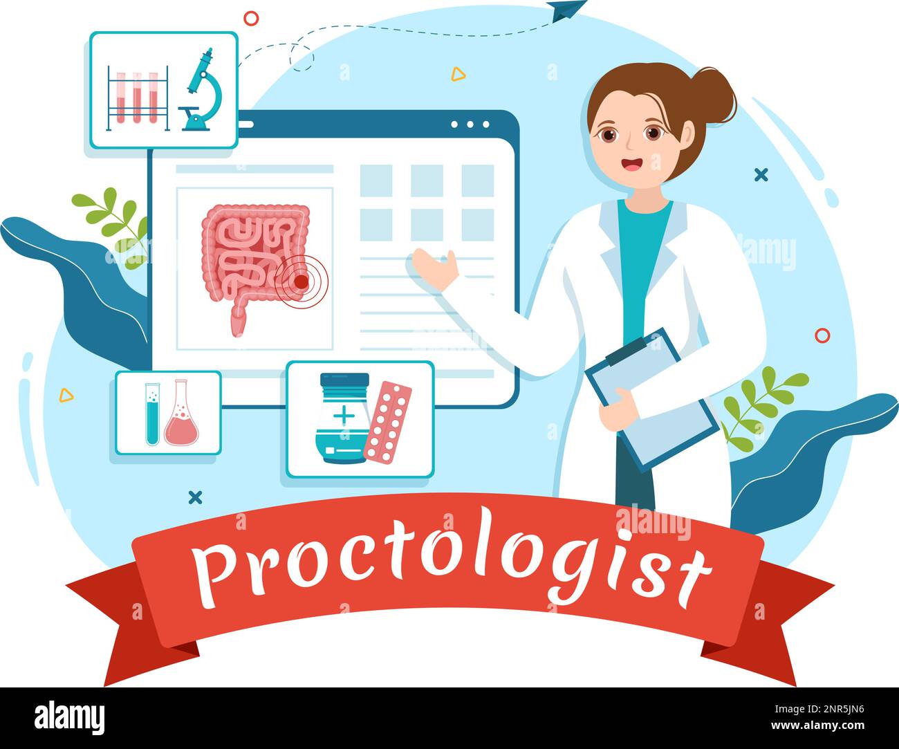 Proctologist or Colonoscopy Illustration with a Doctor Examines of the ...