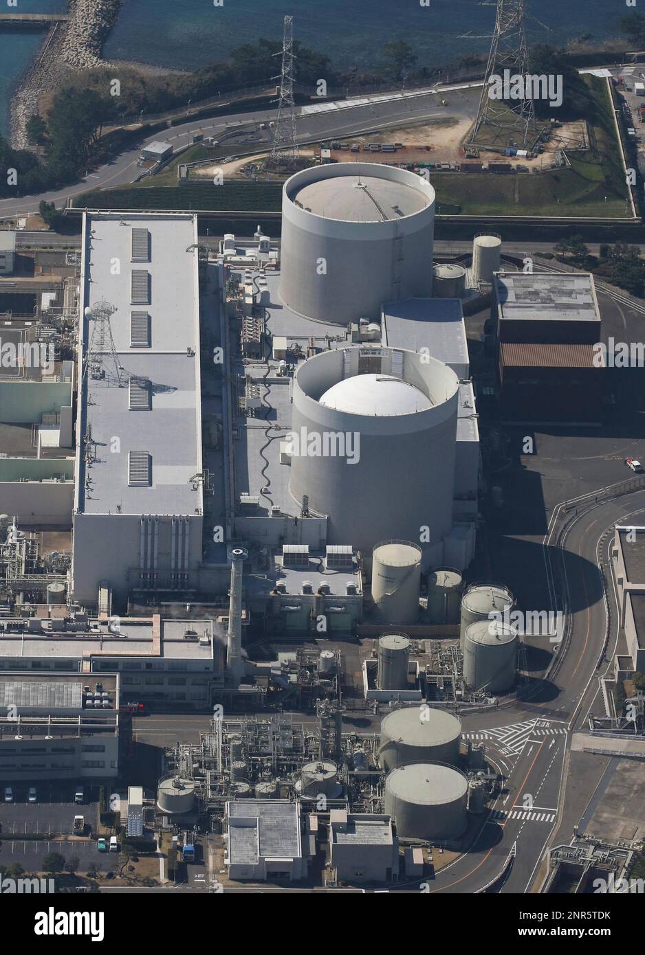 An aerial photo shows Genkai nuclear power plant in Genkai Town, Saga ...