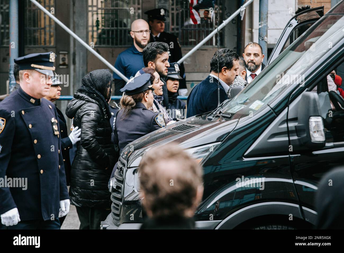 New York, United States. 09th Feb, 2023. Police officers accompany the ...