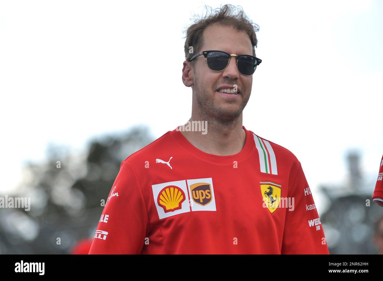03/10/2020 - Sebastian Vettel of the Ferrari team doing the track ...