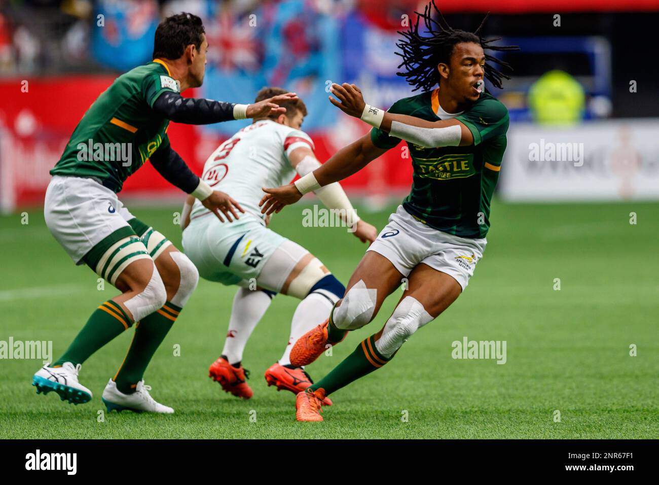 VANCOUVER, BC - MARCH 08: Stedman Gans (C) #12 and Chris Dry #3 of ...
