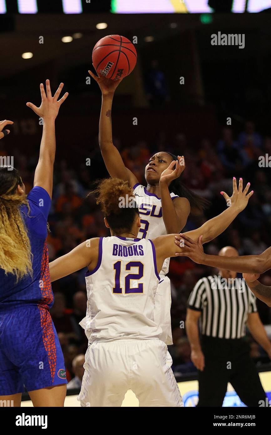 GREENVILLE, SC - MARCH 05: Khayla Pointer (3) of LSU takes a jump shot ...