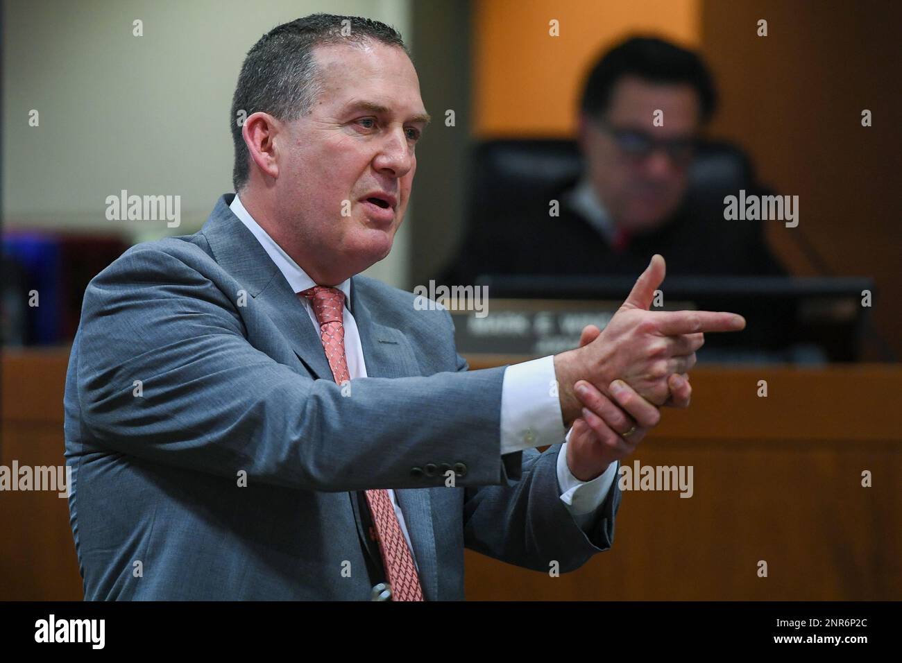 Deputy District Attorney John Lewin gestures during the second day of ...