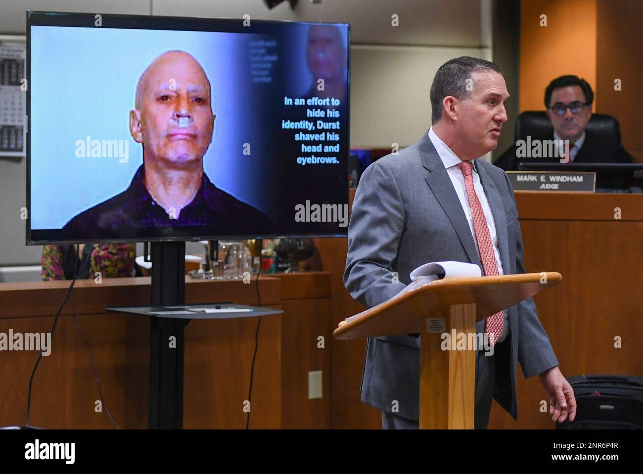 Deputy District Attorney John Lewin presents evidence during the second ...